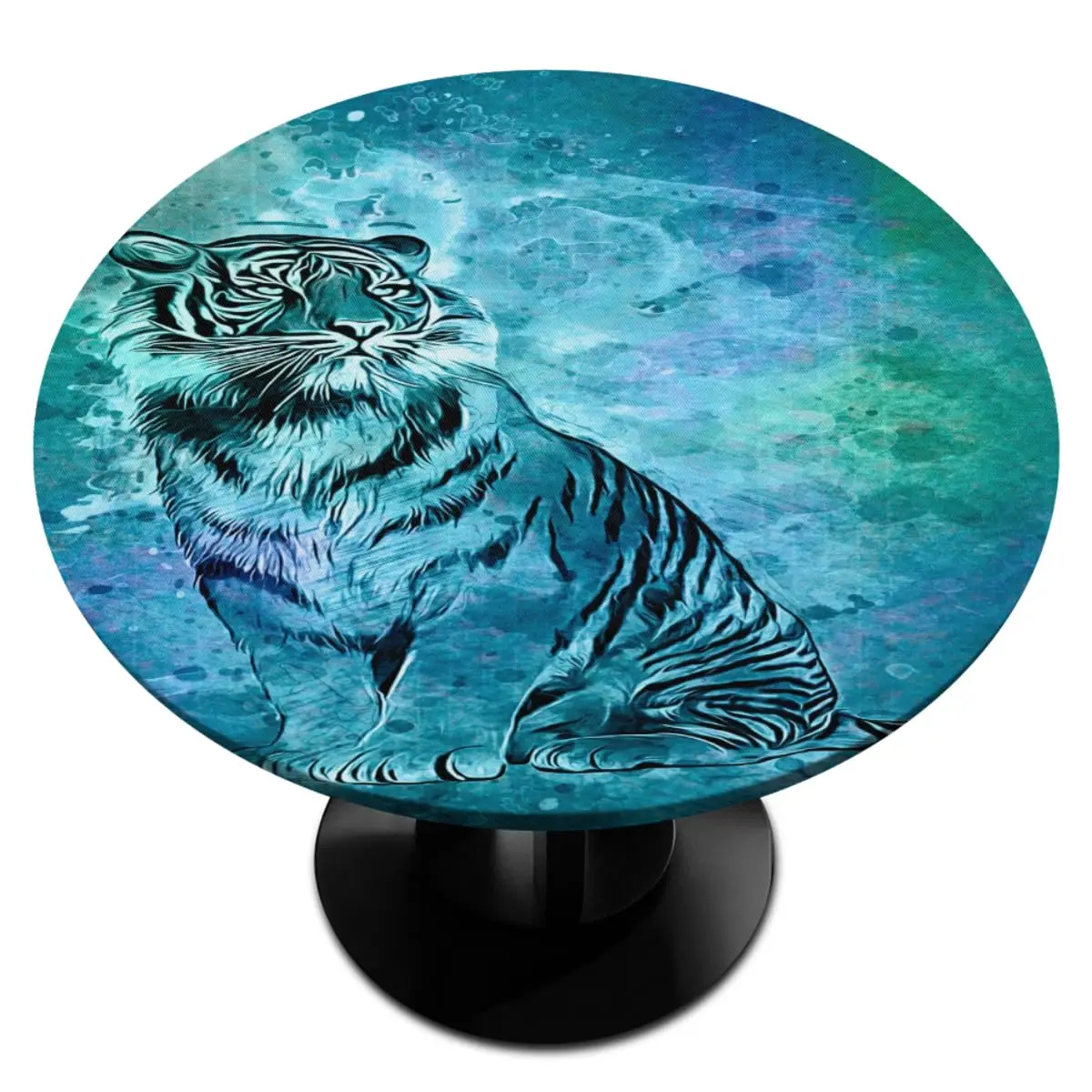 Tiger-Animals-Pattern-Round-Fitted-Tablecloth-with-Elastic-Edged ...