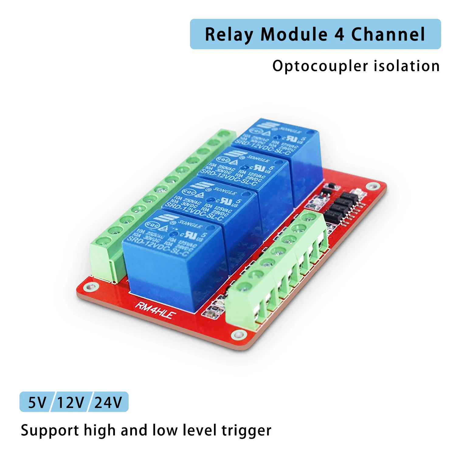 5V-12V-24V-Four-4-Channel-Module-Board-Shield-with-Optocoupler-Support ...