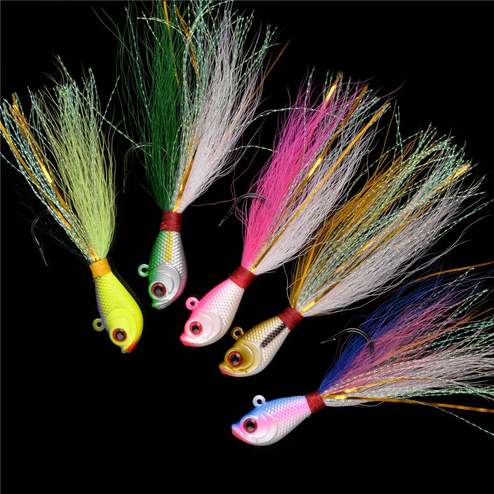 10PCS-Fishing-Bucktail-Jigs-Saltwater-Bait-Lures-bucktail-jig-heads ...