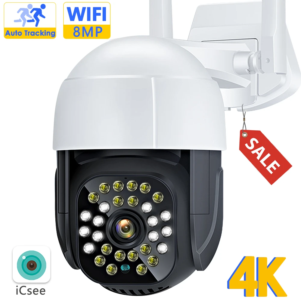 4K IP Camera WiFi 8MP Outdoor Speed Dome Auto Tracking PTZ Cam H.265 ...