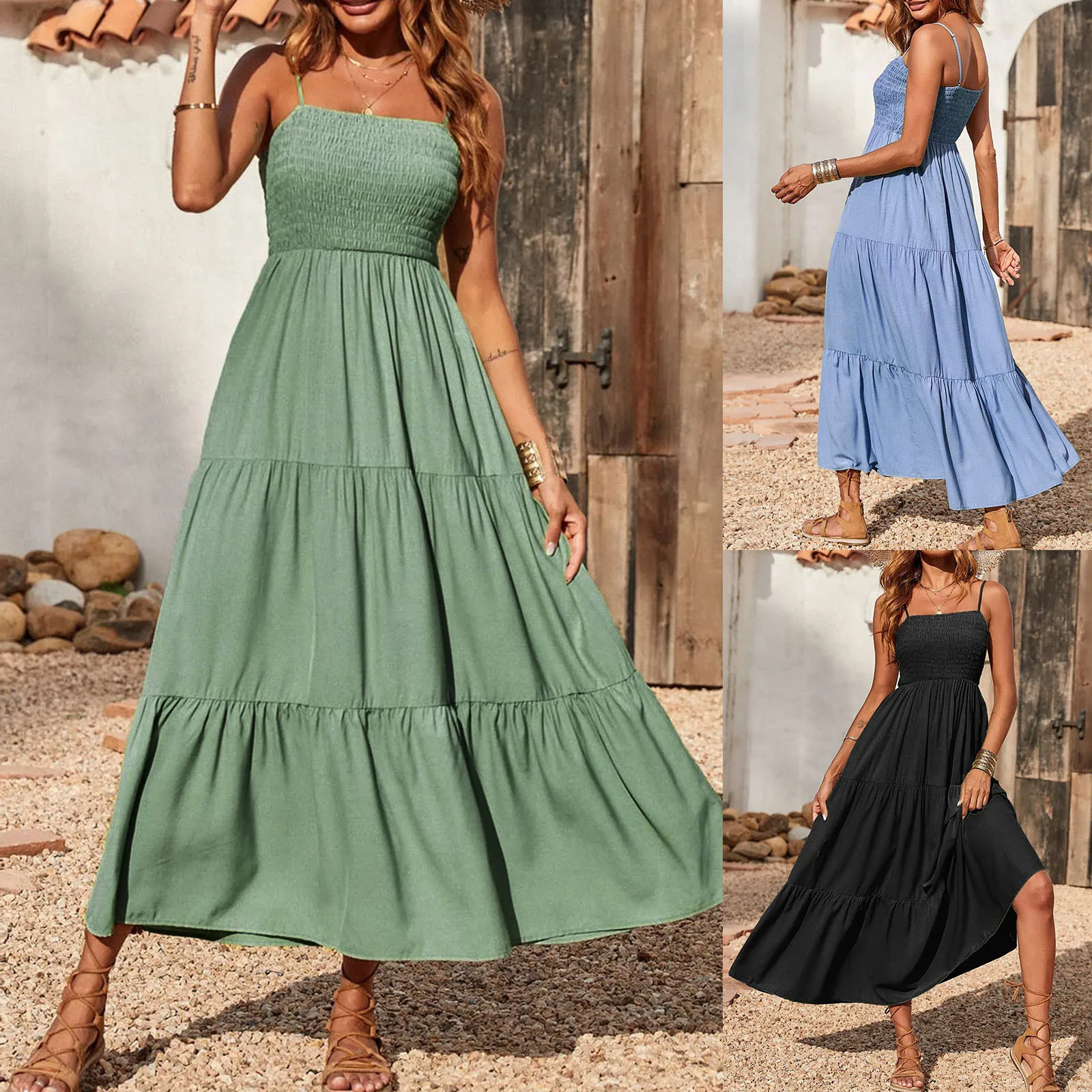 Tinta-Perdida-Vestido-Maxi-de-Ver-o-Feminino-Boho-Sem-Mangas-Vestido ...