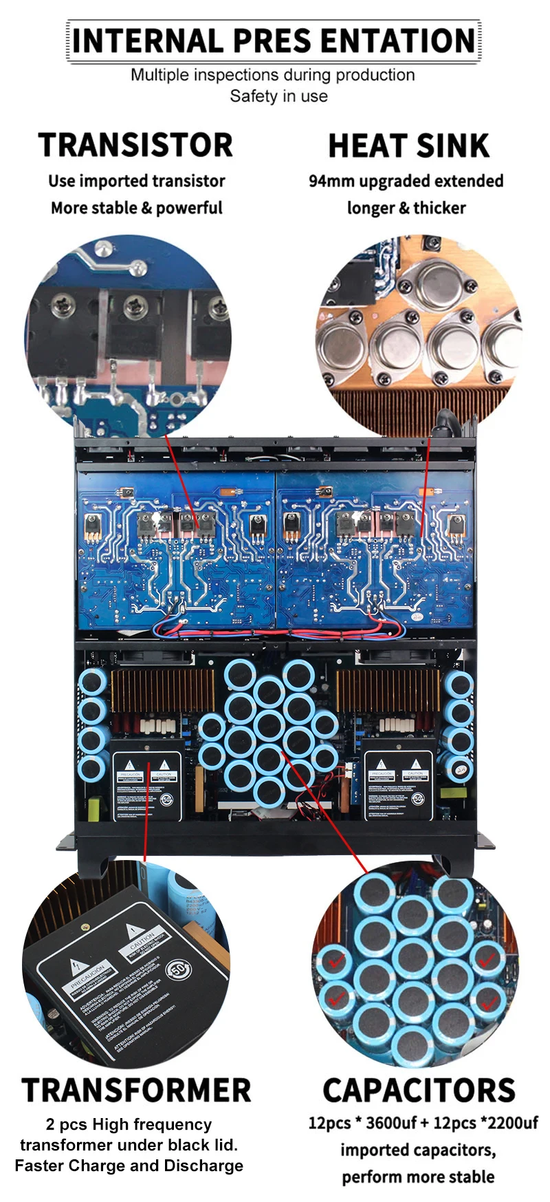 DS-22Q 2500W 4650W Simbosen, профессиональный усилитель, 4-канальный ...