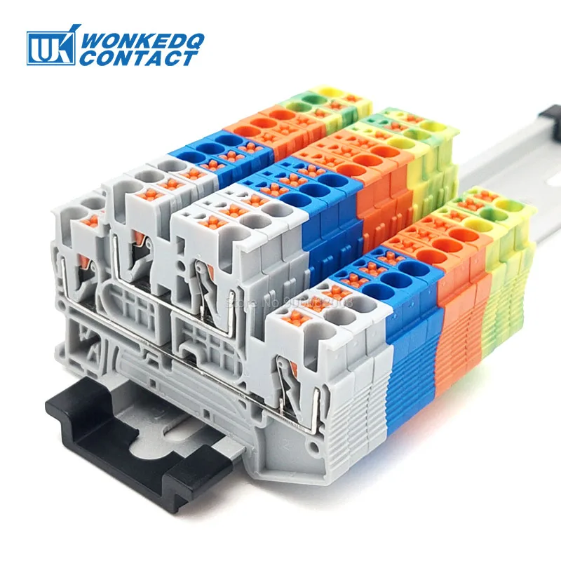 10Pcs PTTB 2.5 Push-in Double Level Din Rail Terminal Block 2 Layer 2 ...