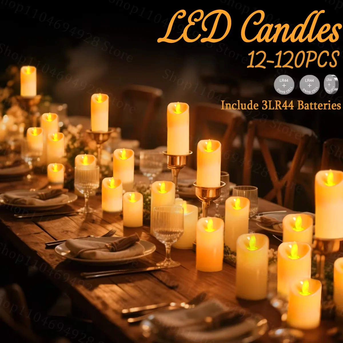 12-120PCS Swing LED Candles Wedding Candles Battery Operated Candles ...