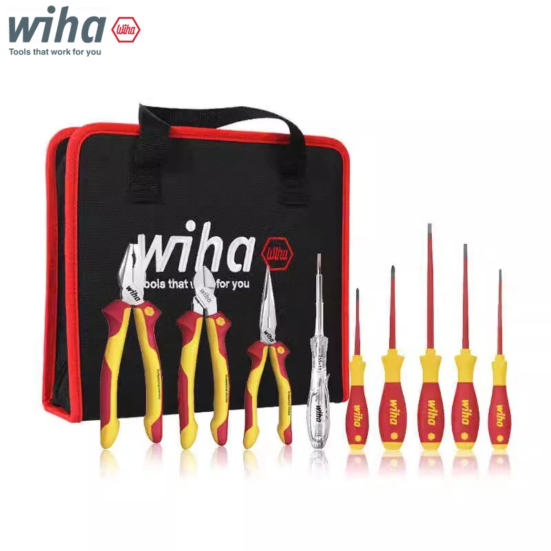 Wiha-90012C-Electrician-Insulated-Pliers-Tool-Set-Steel-Wire-Diagonal-Long-Nose-Pliers ...
