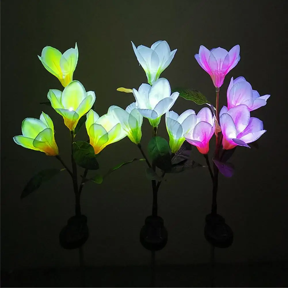 Led Solar Magnolia Flower Garden Lawn Lamps Waterproof Landscape Light ...