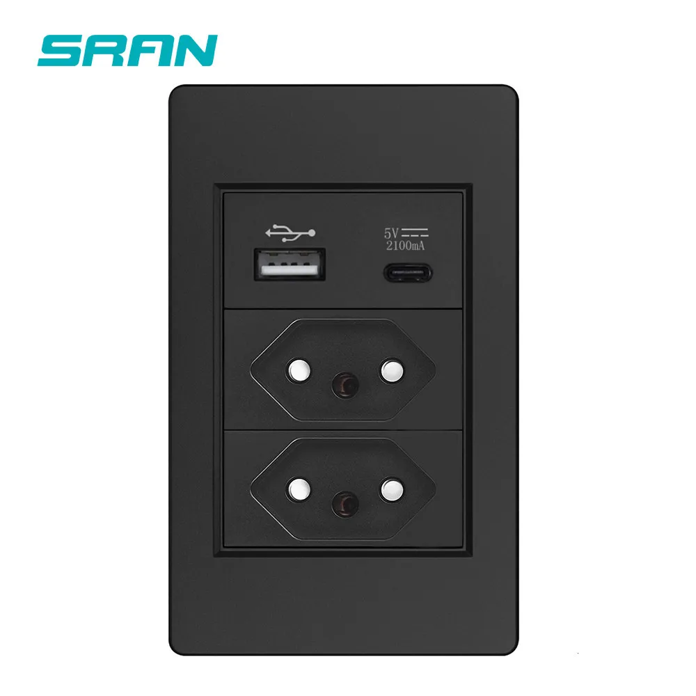 Prise murale Usb type c 118x72mm,panneau PC blanc-noir-gris AC 250V 10a ...