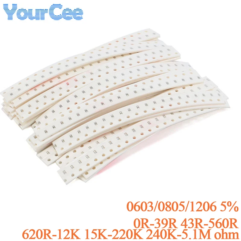 420pcs-500pcs-SMD-1206-0603-0805-Resistor-Kit-Assorted-5-0R-39R-43R ...