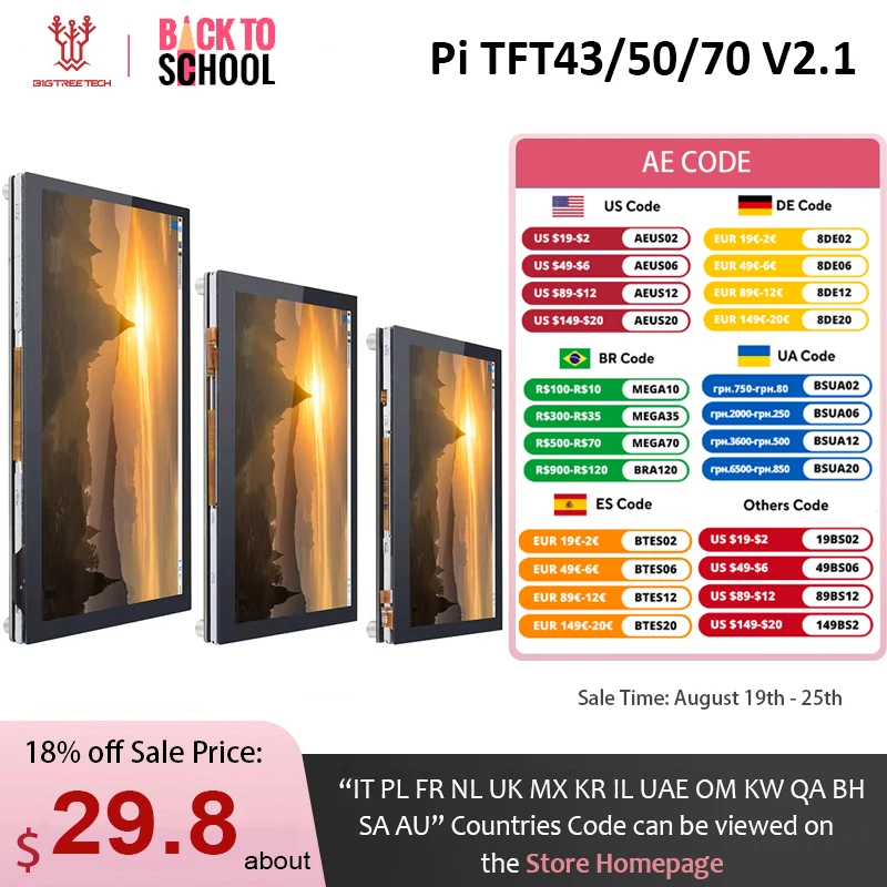 BIGTREETECH-BTT-PITFT43-PITFT50-PI-TFT70-TFT43-Capacitive-Touch-Screen-Octoprint-Display-For ...