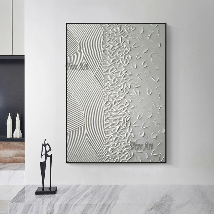 Pintura de Arte Abstracto Simple en blanco puro sobre lienzo, cuadro de ...