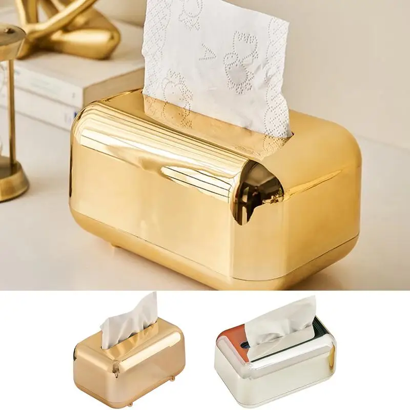 Tissue-Box-Cover-Decorative-Gold-Holder-Luxurious-Golden-Storage-Holder ...