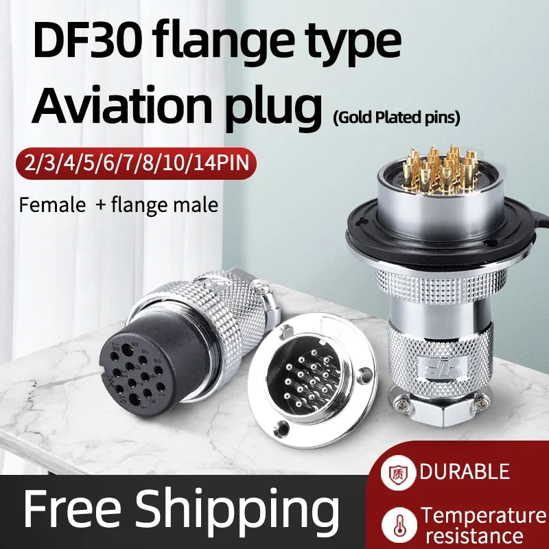 5sets M30 DF30 GX30 flange mounting 3-hole fixing aviation connector ...