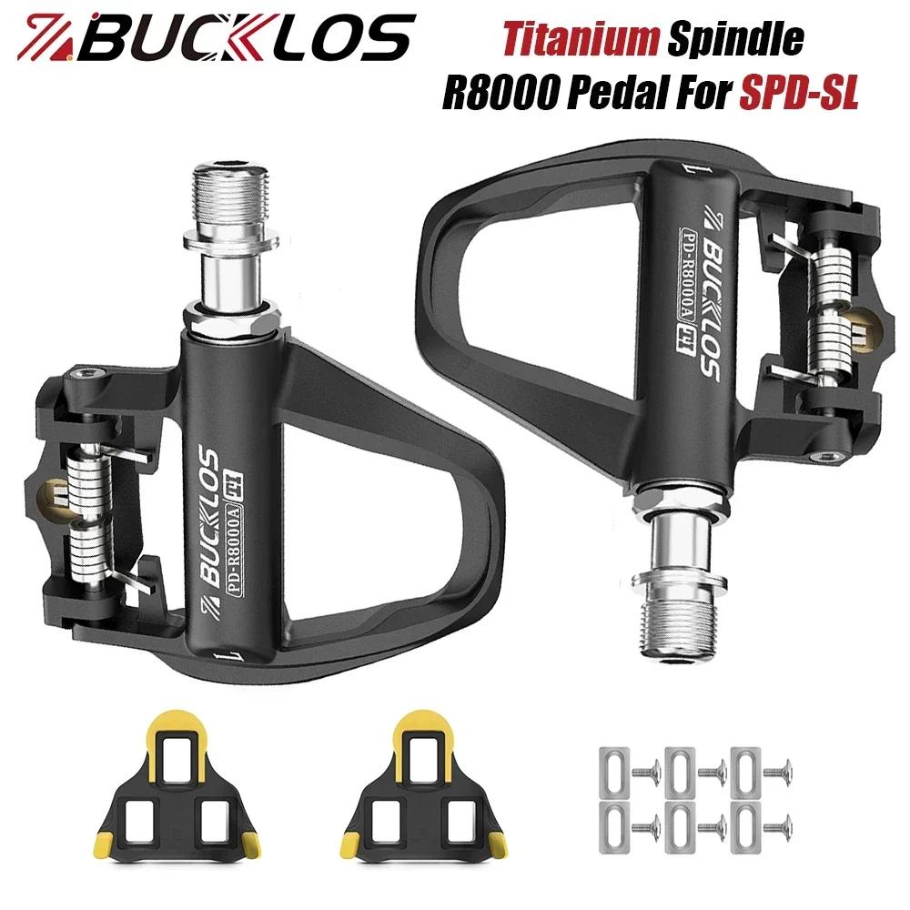 BUCKLOS Bicycle Clipless Pedal for SPD-SL Titanium Spindle Road Bike ...
