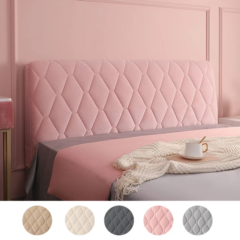 Luxury-Plaid-Bed-Headboard-Cover-Warm-Velvet-All-inclusive-Bed-Backrest ...