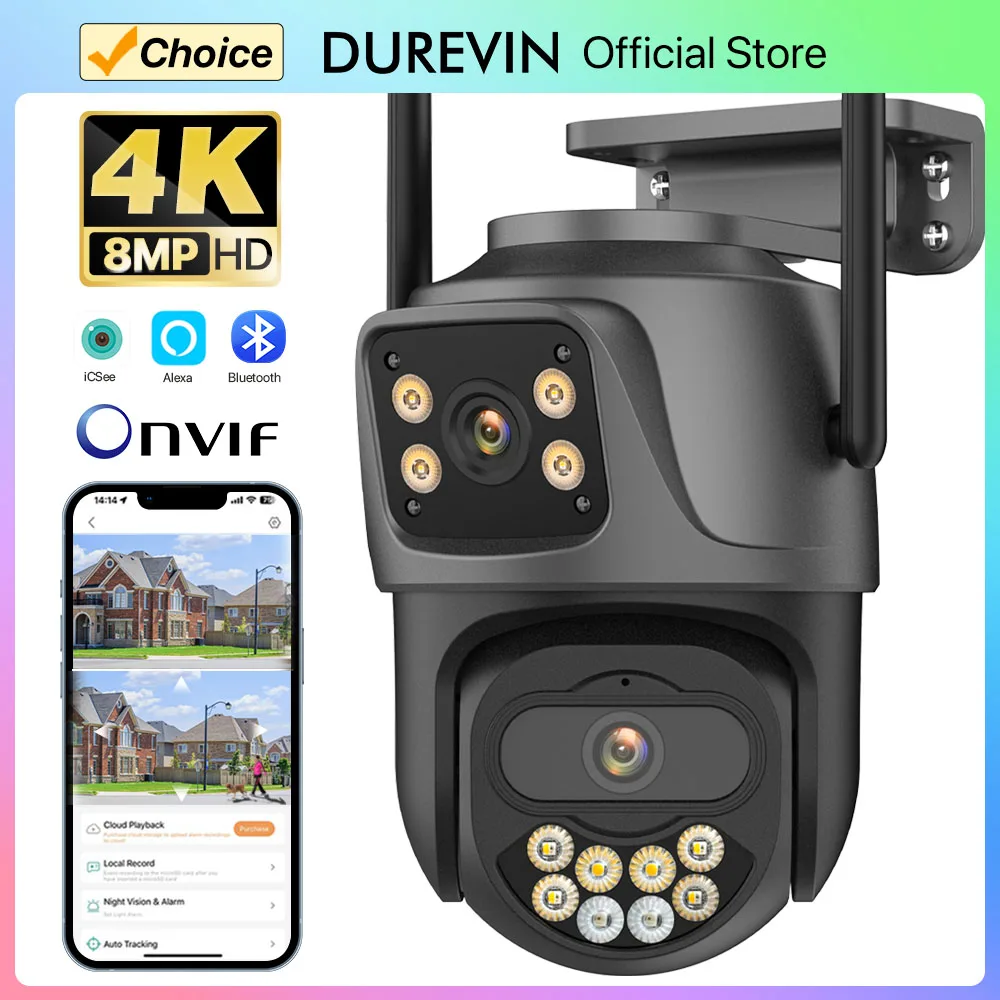 External-Wifi-PTZ-Camera-Dual-Lens-4K-8MP-HD-Outdoor-IP-Camera-4MP-Auto ...