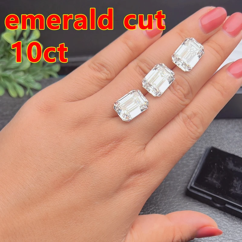 10ct-Real-D-Color-VVS1-Emerald-Cut-Moissanite-Loose-Stone-Round ...