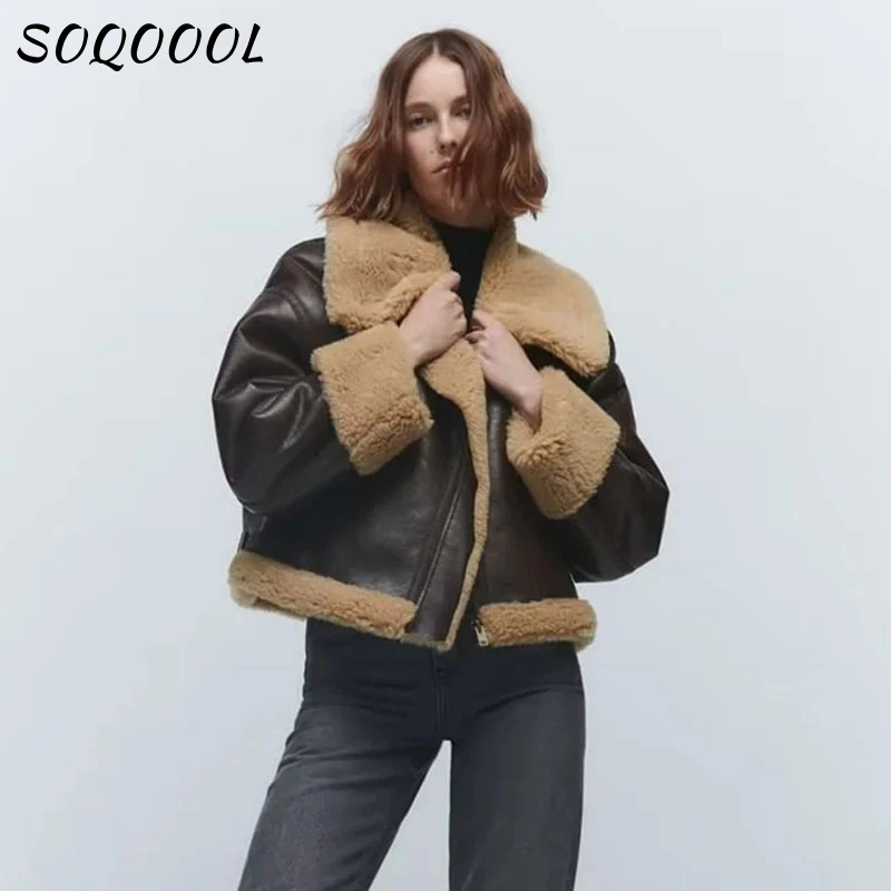 캐시미어 기관차 재킷 느슨한 긴 소매 지퍼 두꺼운 자르기 코트 가을 겨울 빈티지 따뜻한 여성 짧은 재킷 코트