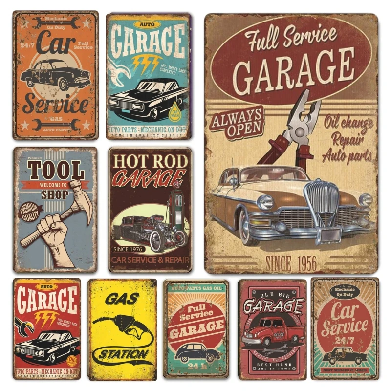 Classic-Garage-Posters-Vintage-Metal-Tin-Signs-Decor-Car-Service-Retro ...