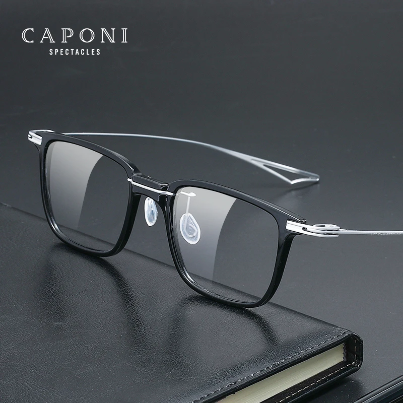 CAPONI Fashionable Glasses Frame For Men Pure Titanium Acetate Anti ...