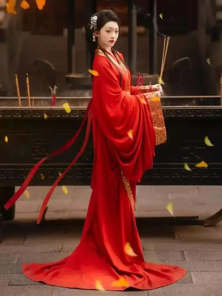 New Straight Train Hanfu, Trailing Ancient Costume, Warring States ...