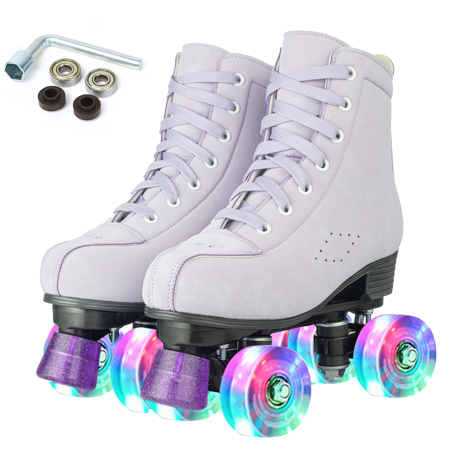 Roller-Skate-Shoes-Quad-4-Wheels-Pu-Leather-Skating-Shoes-Adult ...