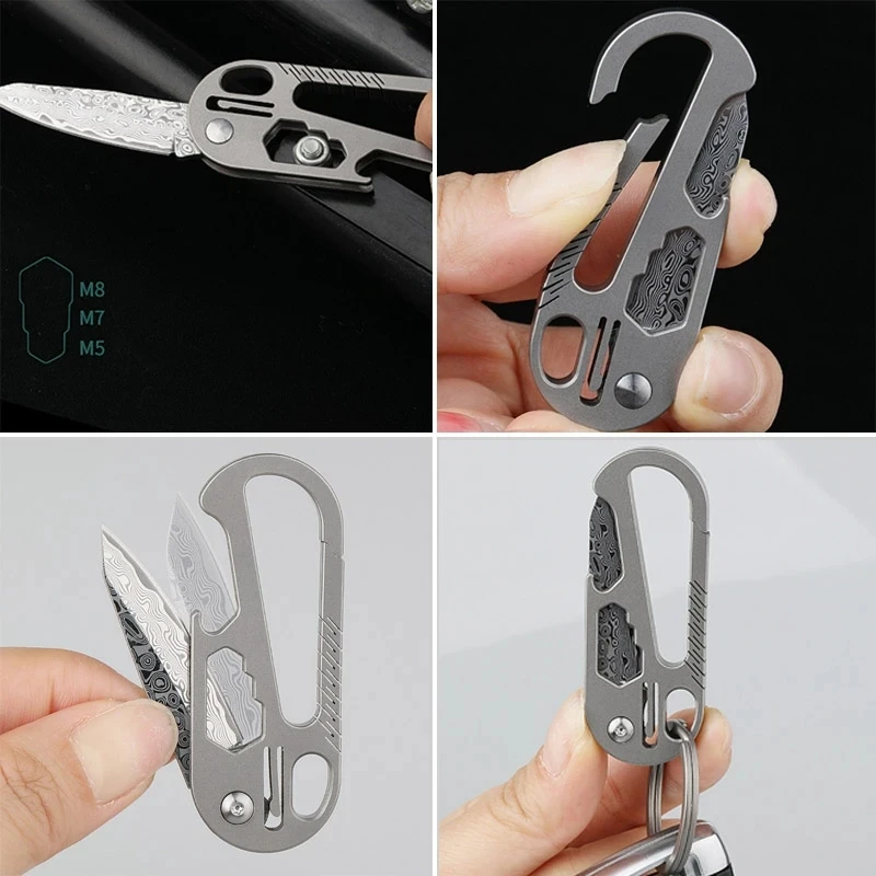 Titanium-Alloy-Keychain-Folding-Knife-Damascus-Blade-D2-MINI-Knife ...