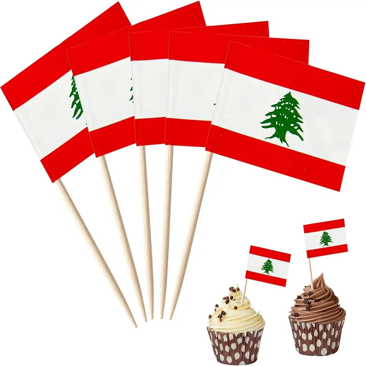 Mini Lebanon Toothpick Flag 50Pcs Paper Food Picks Dinner Cake ...