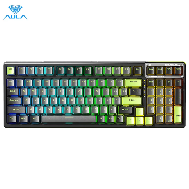 AULA-F98-Teclado-mec-nico-sem-fio-Gaming-Bluetooth-Hot-Swappable-Transparente-RGB-Backlit ...