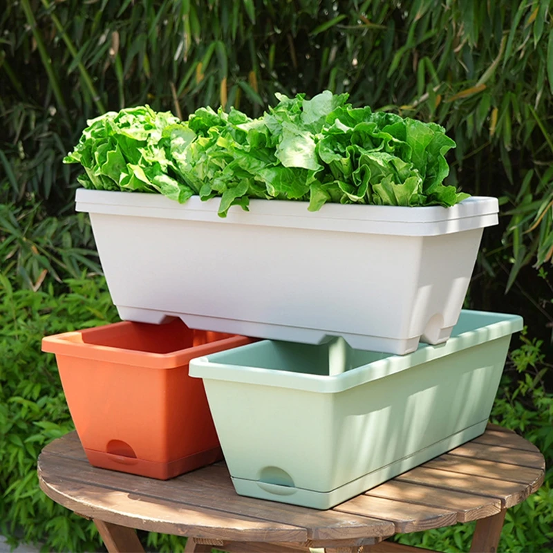 Plastic-Rectangular-Flower-Pot-Gardening-Balcony-Vegetable-Flower ...