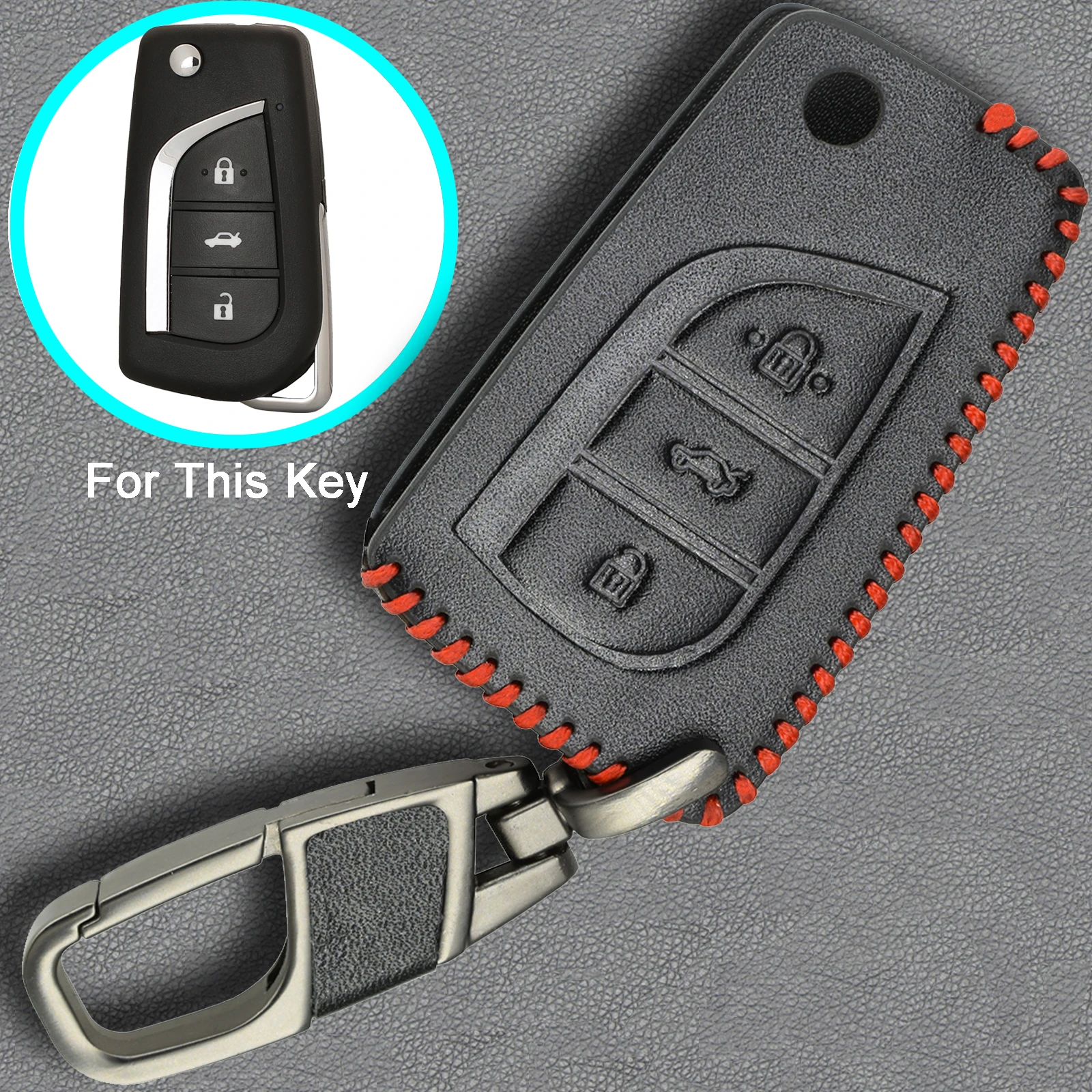 3-Buttons-Leather-Flip-Folding-Car-Key-Fob-Case-Cover-for-TOYOTA ...