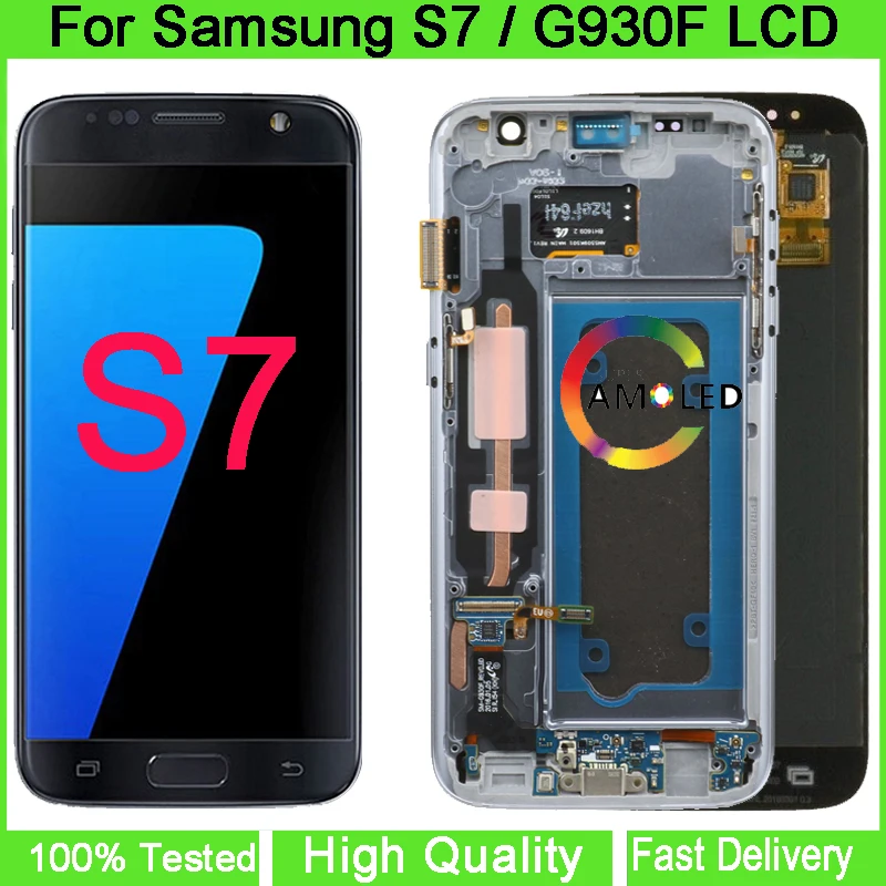 SUPER AMOLED 5.1“ LCD For Samsung S7 G930 SM-G930F LCD Display Touch ...