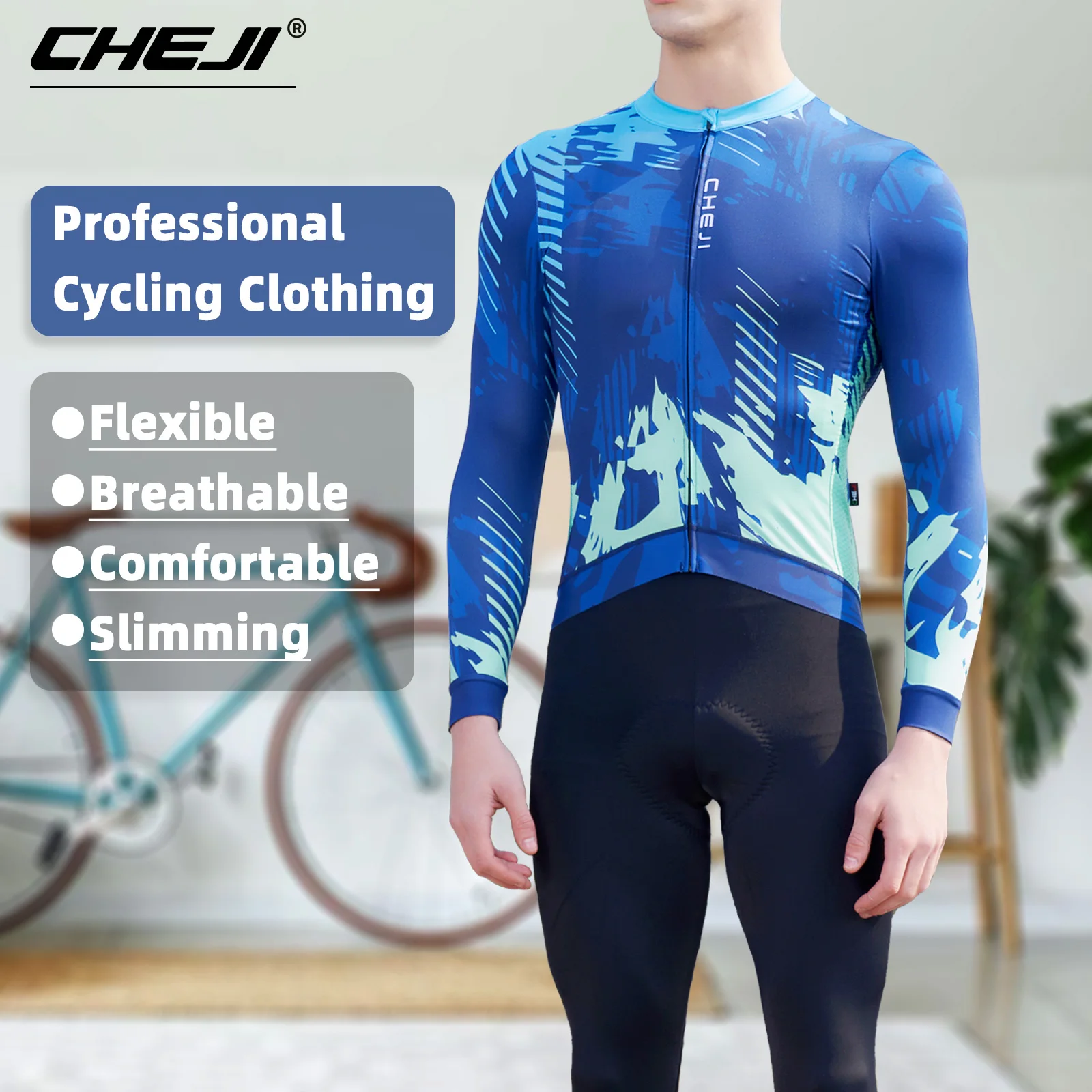 CHEJI-Autumn-Cycling-Jerseys-Long-Sleeves-Full-zips-Clothing-Riding ...