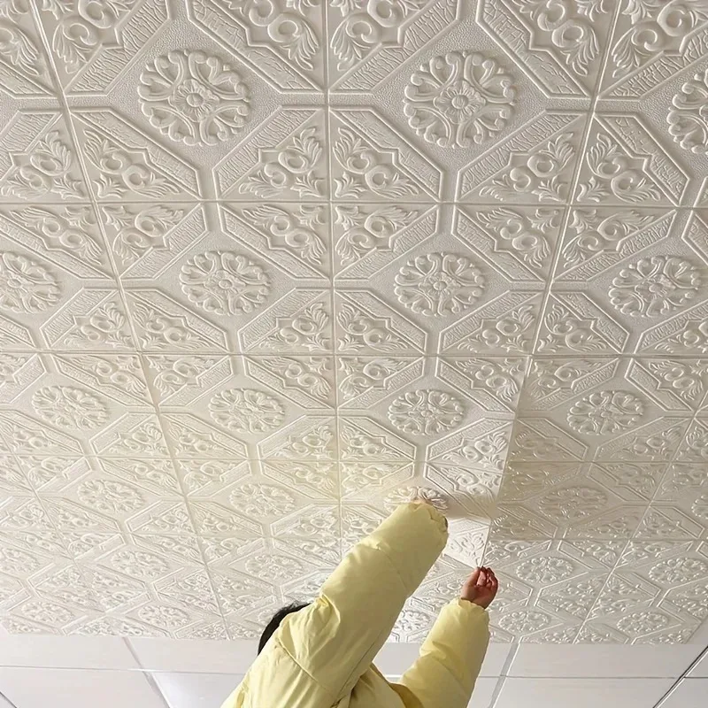 5-10pcs-35-35cm-Ceiling-Roof-Wallpaper-renovation-Self-adhesive-Bedroom ...