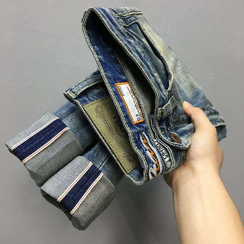 High-Quality-Red-Selvedge-Denim-Jeans-for-Men-Vintage-American-Casual ...