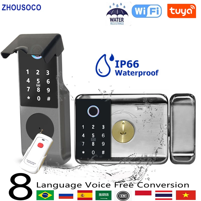 Tuya APP Smart Lock Outdoor Waterproof Wifi Double Sided Fingerprint ...