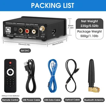 Nobsound Q4 Mini Ddigital to Analog Converter Bluetooth Receiver S/PDIF ...