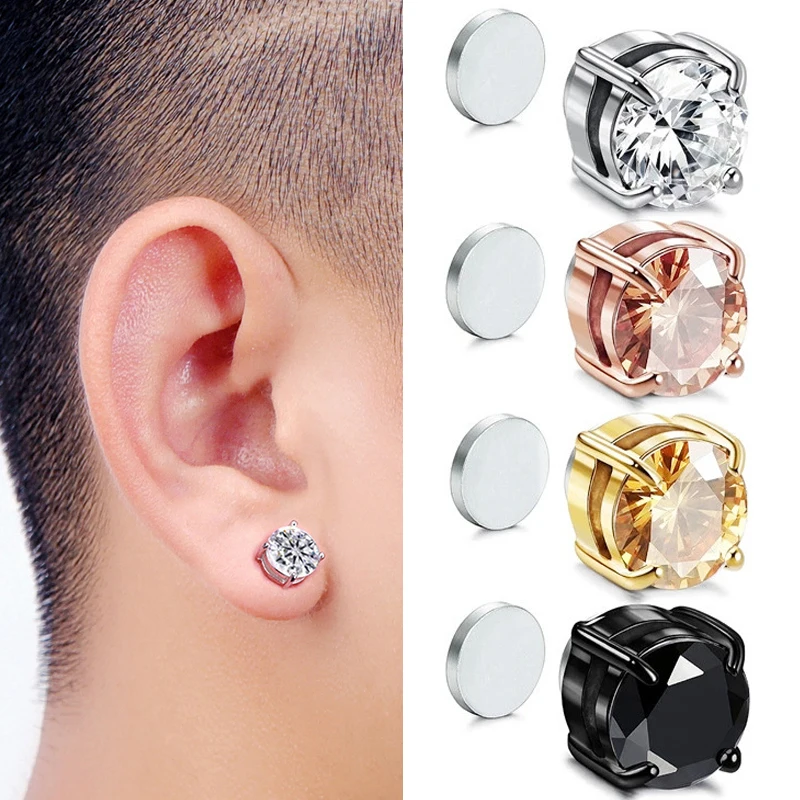 Trendy-Crystal-Magnetic-Men-Ear-Hiphop-Cuff-Non-Hole-Clip-Round ...