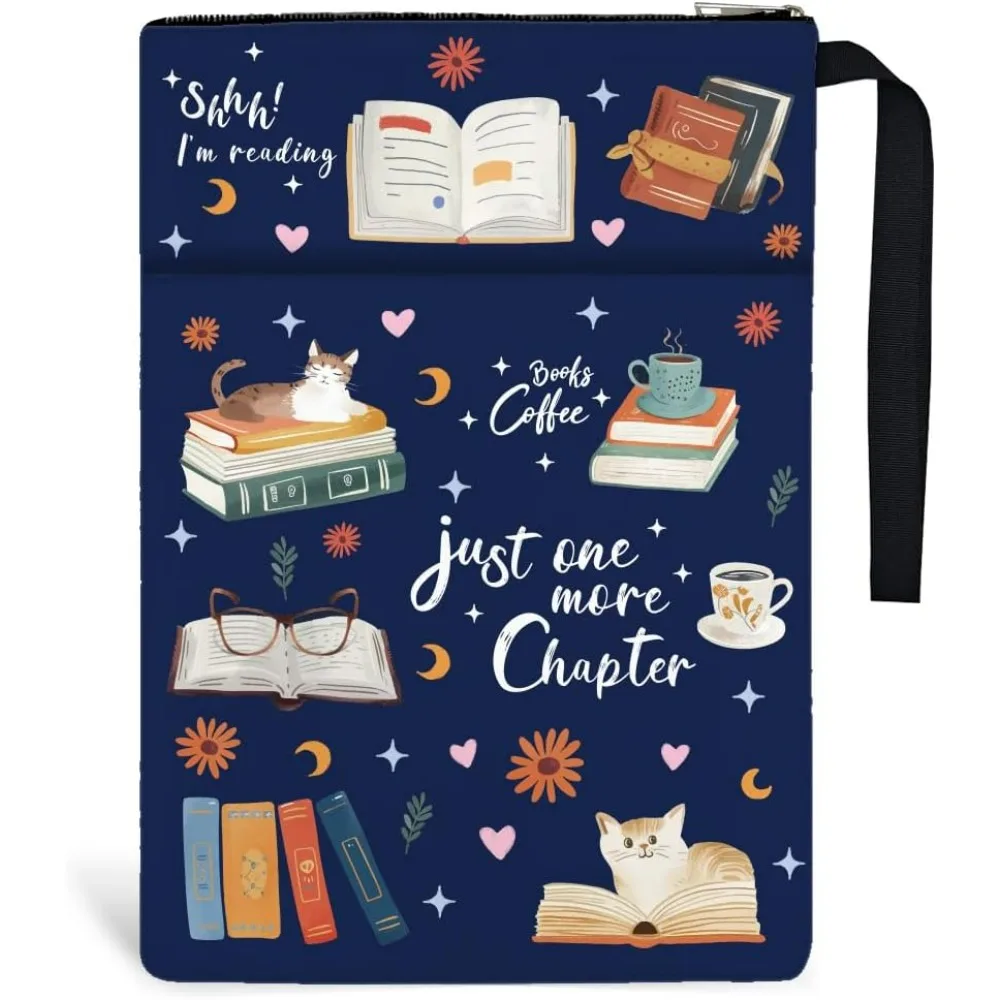 1pc Cat Coffee Book Cover 34cm x 24cm Polyester Book Sleeve with Zipper ...