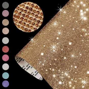 24* 20cm Self-Adhesive Rhinestone Sheet Glitter Trim Applique Crystal ...