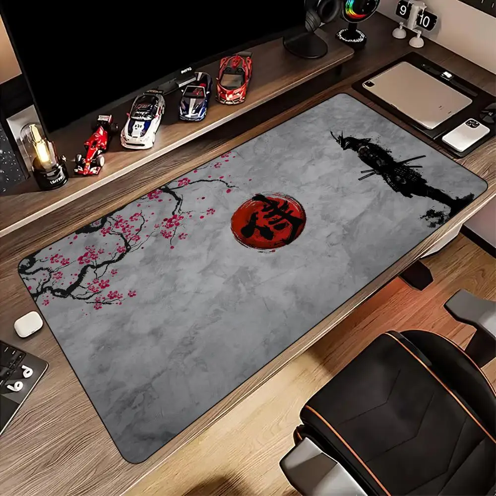 Japanese samurai cherry blossoms theme Mouse Pad Desk Mat gaming mats ...