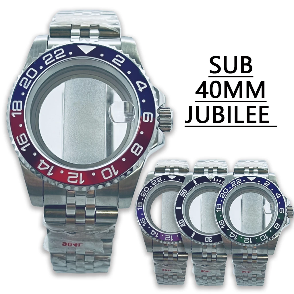 40mm Silver Watch Case Aluminium Bezel Waterproof Sapphire Crysta Fit ...