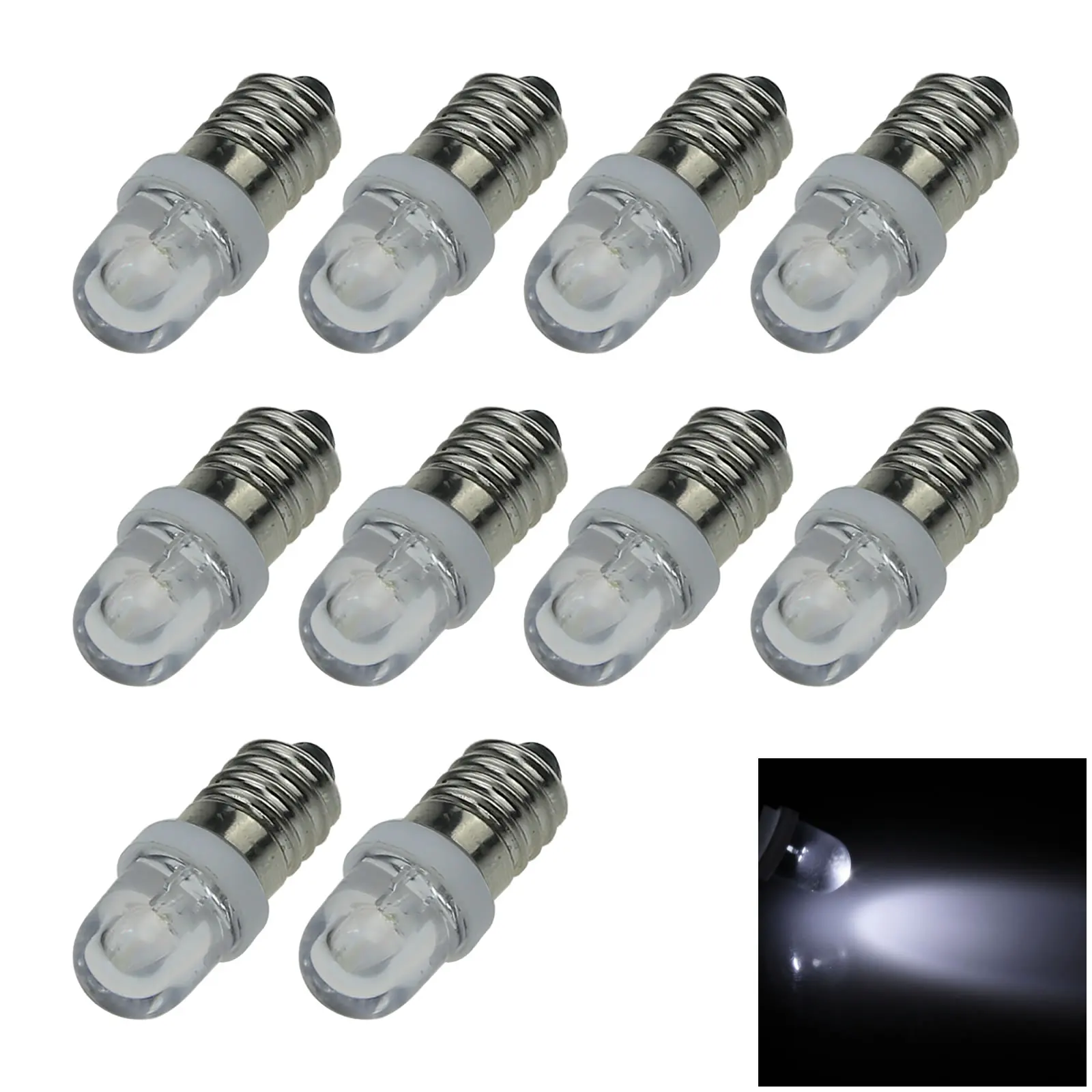 10x bicicleta blanca E10 lámpara de tornillo linterna luz 6V-12V 1 ...