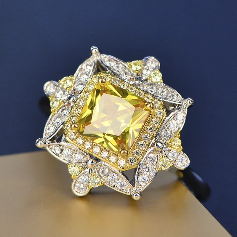 Hot-Selling-Geometric-Zircon-Hollow-Carved-Inlaid-Golden-Color-Ring-for ...