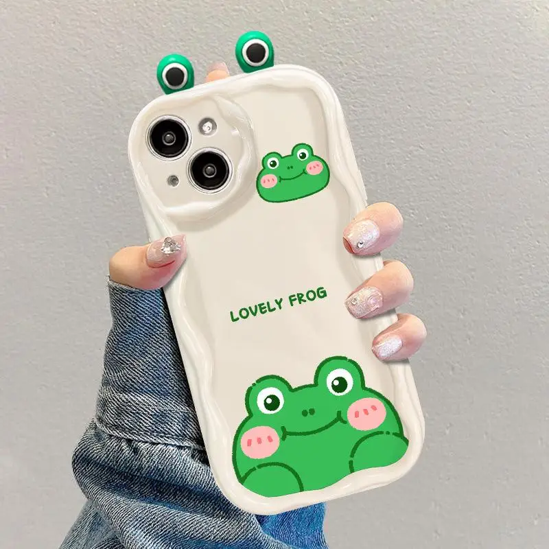 Whimsical 3D Frog Eyes Cat Ears Soft Phone Case Cover for Reno 11 F ...