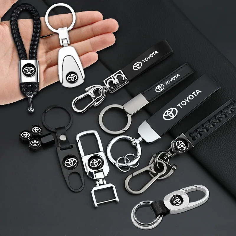 Metal-Braided-Rope-or-Leather-Keychain-Key-Chain-Key-Rings-For-Toyota ...