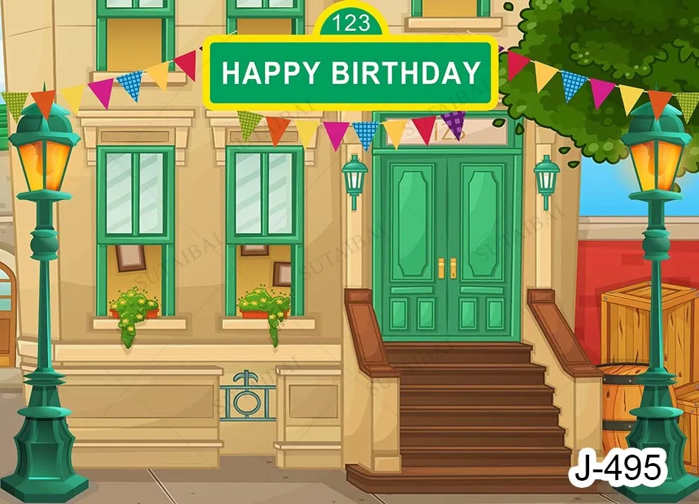 Sesame Street Stoop Backdrop