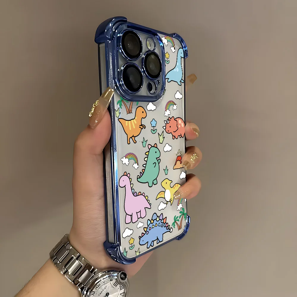 Charming Cartoon Dinosaur Plating Phone Case with Airbag Protection for ...