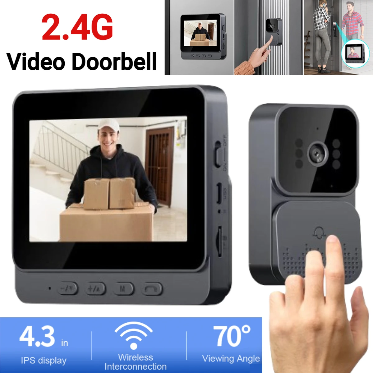 WiFi-Video-Doorbell-1080P-4-3inch-IPS-Screen-Video-Intercom-IR-Night ...