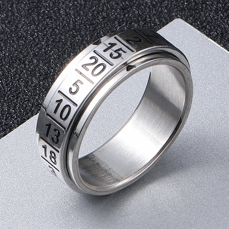 Rotate Rotating Anxiety Fidget Rings Lucky Rotating Figure 316L ...