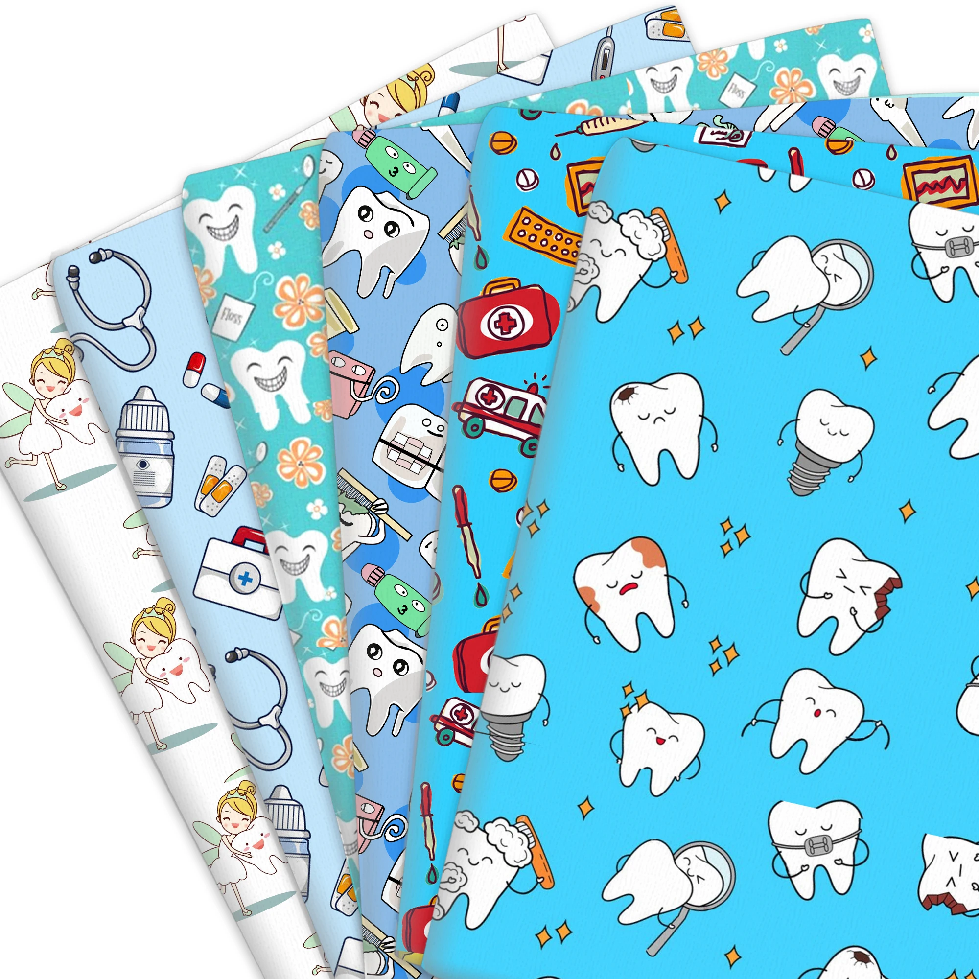 Pure-Polyester-Cotton-Fabric-Tooth-Care-Theme-Print-Cloth-Fabric-Patch ...